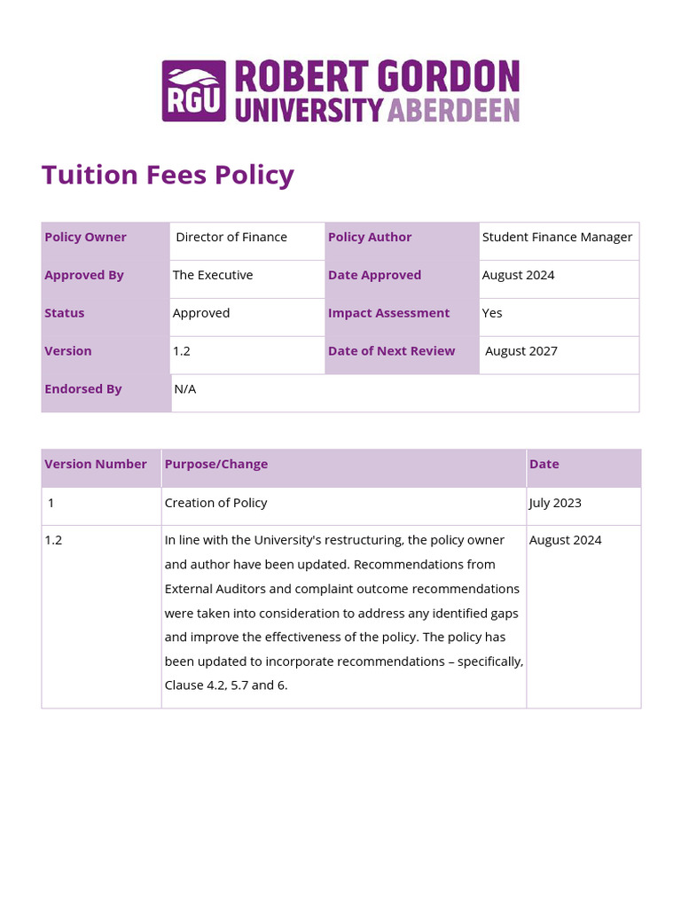 Tuition Fees Policy | PDF | Tax Refund | Payments