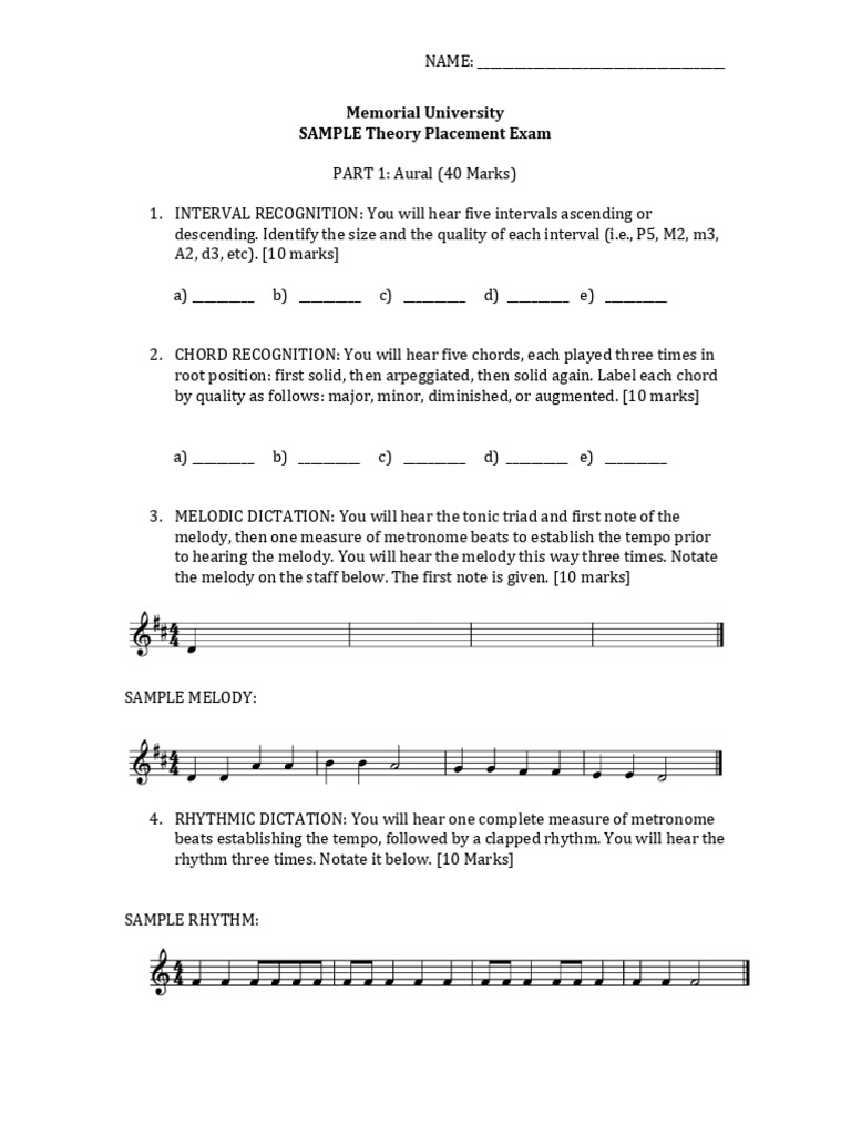 Sample_Theory_Assessment | PDF | Interval (Music) | Harmony