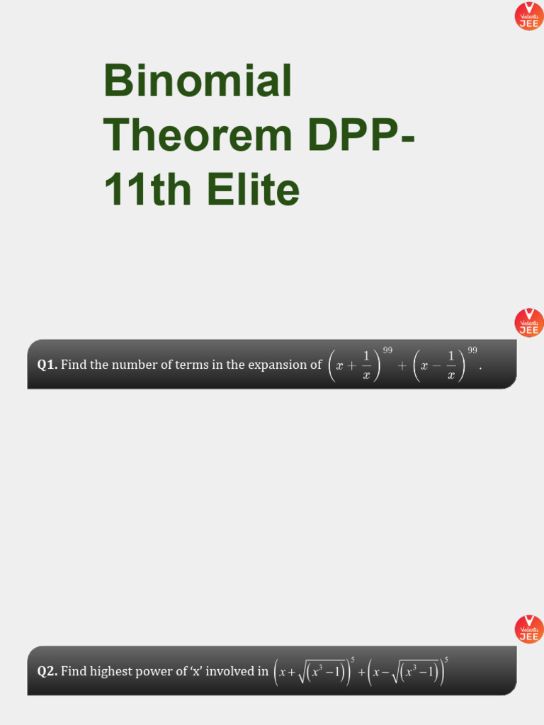 Binomial+Theorem+DPP+ +11th+elite+ | PDF | Division (Mathematics ...
