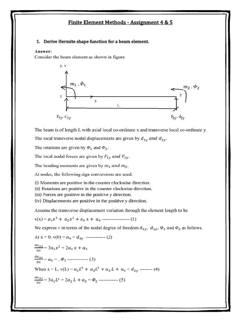 FEM Assignment 4 & 5 | PDF | Eigenvalues And Eigenvectors | Classical Mechanics