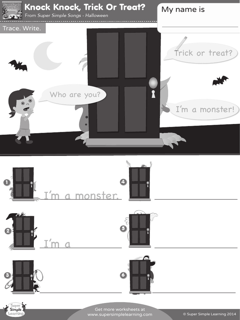 knock-knock-trick-or-treat-worksheet-trace-write-bw | PDF