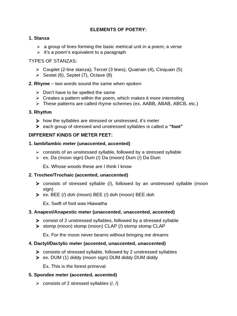 Key Elements of Poetry and Drama | PDF | Poetry | Metre (Poetry)
