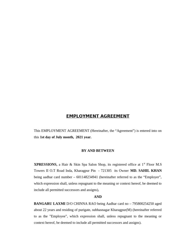 Employment Contract1 Pdf Employment Arbitration
