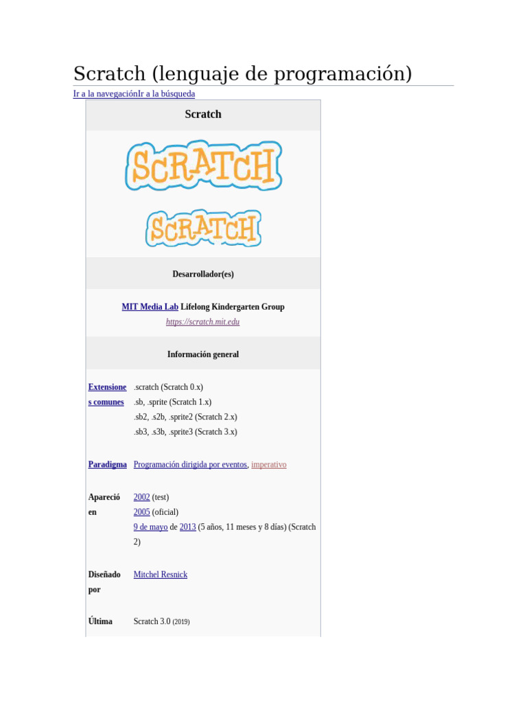 Influencia de Scratch en la educación | PDF | Scratch (lenguaje de ...