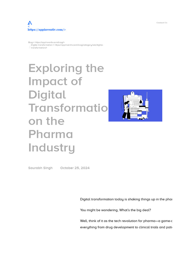 Digital Transformation in Pharma Industry | PDF | Pharmaceutical ...