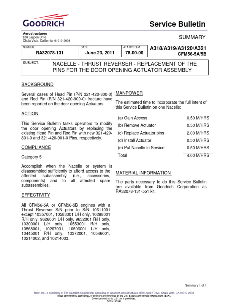 Service Bulletin: RA32078-131 June 23, 2011 78-00-00 CFM56-5A/5B | PDF ...