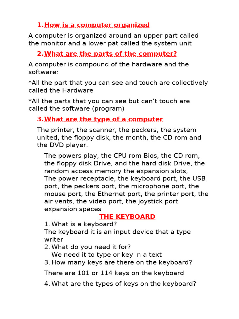 Computer Basics for Beginners | PDF | Computer Keyboard | Computer Hardware