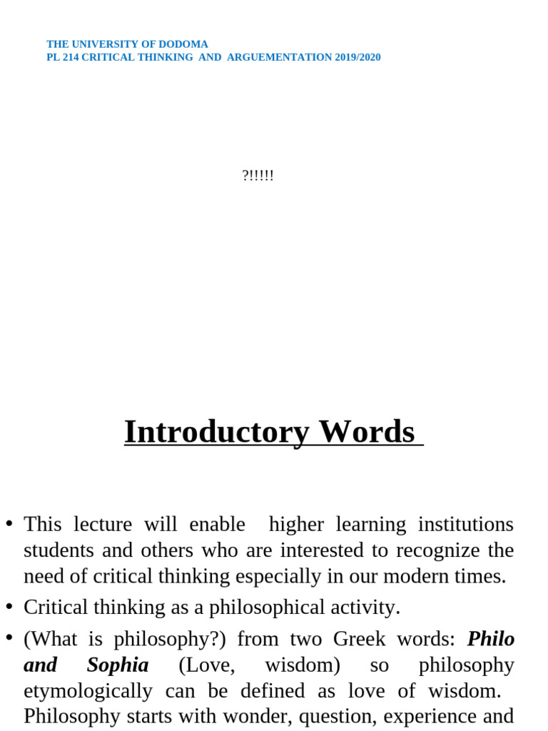Critical Thinking 3-1 | PDF | Fallacy | Logic