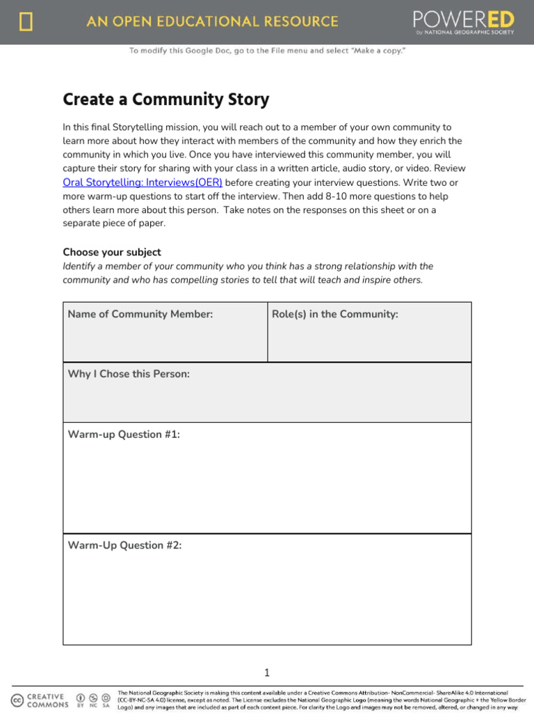 Final Mission - Create A Community Story | PDF | Interview