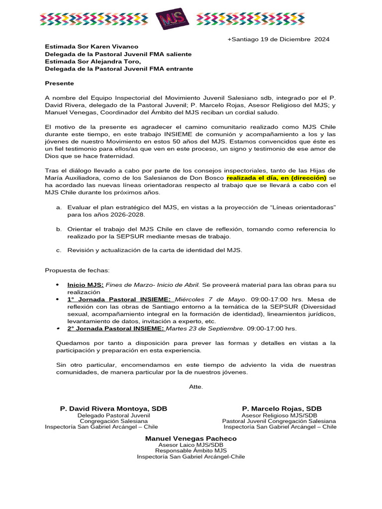 Carta Proyección - MJS Chile | PDF