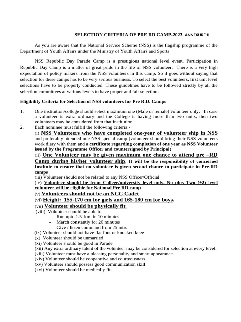 Selection Criteria & Guidelines Uni Level Updated | PDF