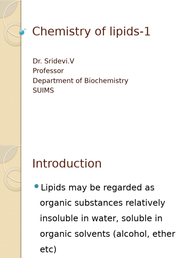 Chemistry of Lipids-1 | PDF | Fatty Acid | Lipid