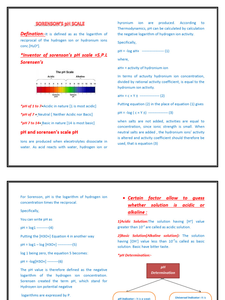 UNIT-4-SORENSONS-PH-SCALE | PDF | Ph | Acid