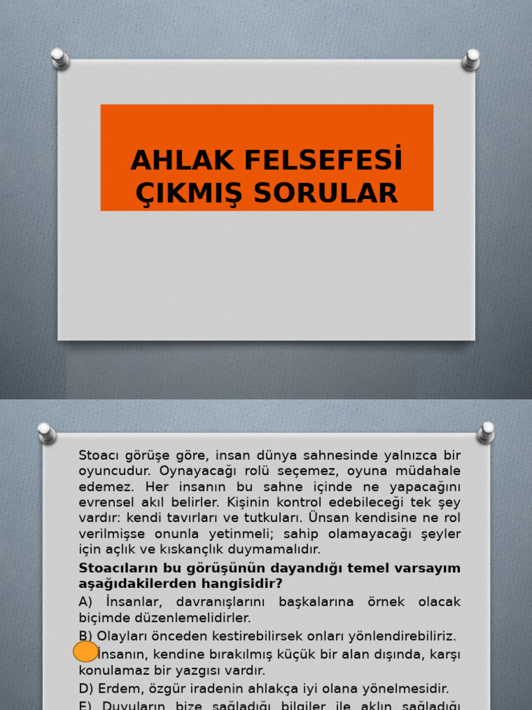 Ygs Oss Felsefe Ahlak Felsefesi Cikmis Sorular Cozumlu | PDF