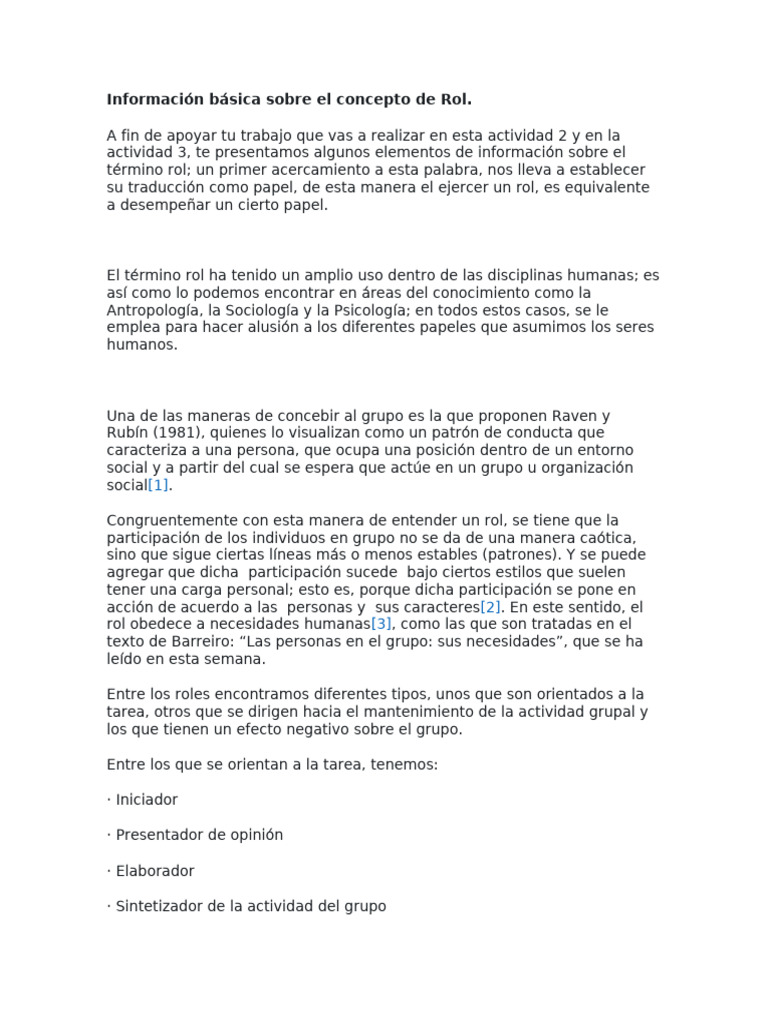 Información Básica Sobre El Concepto de Rol | PDF