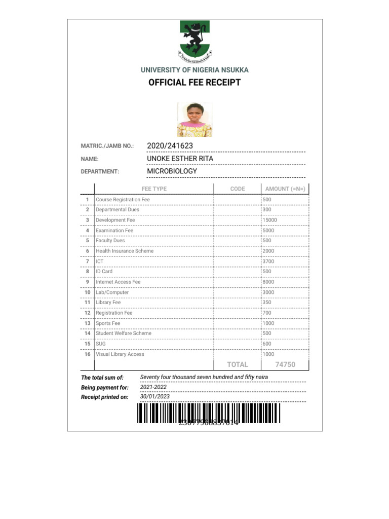 School Fees Receipt 2 | PDF