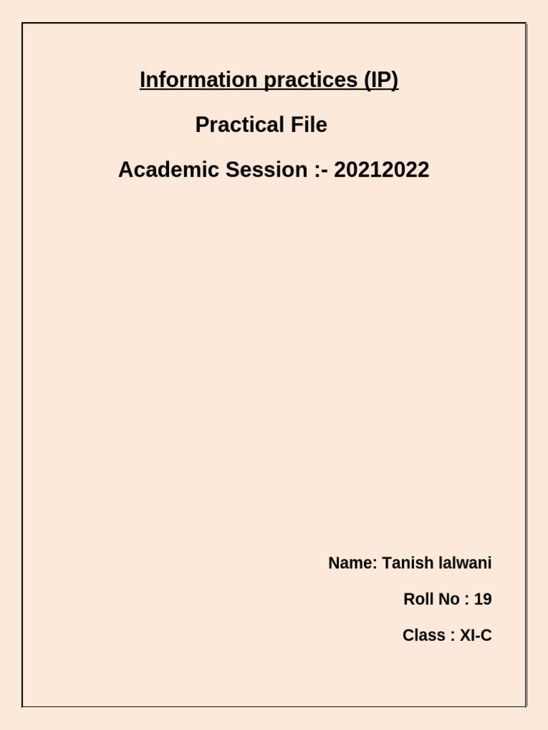 Class 11 Tanish IP Praclicle File | PDF | Area