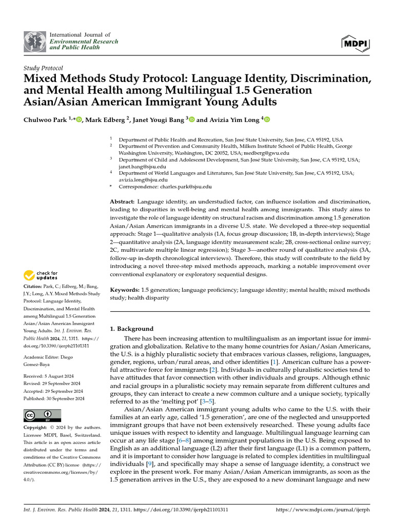 Mixed Methods Study Protocol | PDF | Identity (Social Science) | Intersectionality