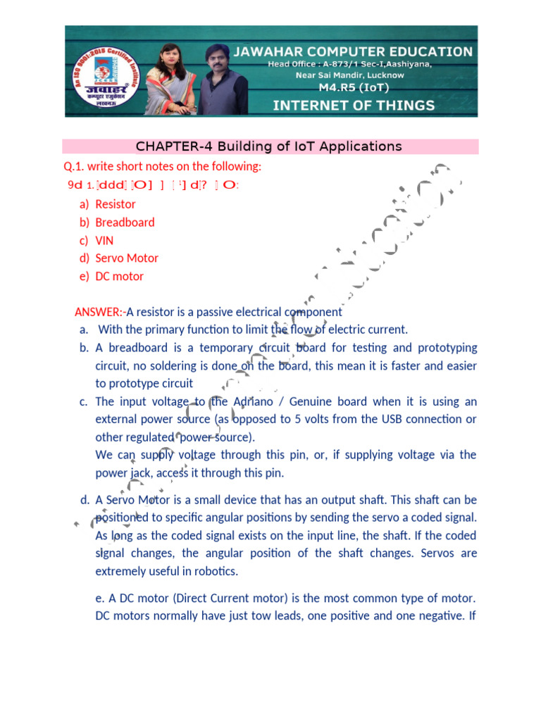 CHAPTER 4 Building of IoT Applications | PDF | Integer (Computer Science) | Direct Current