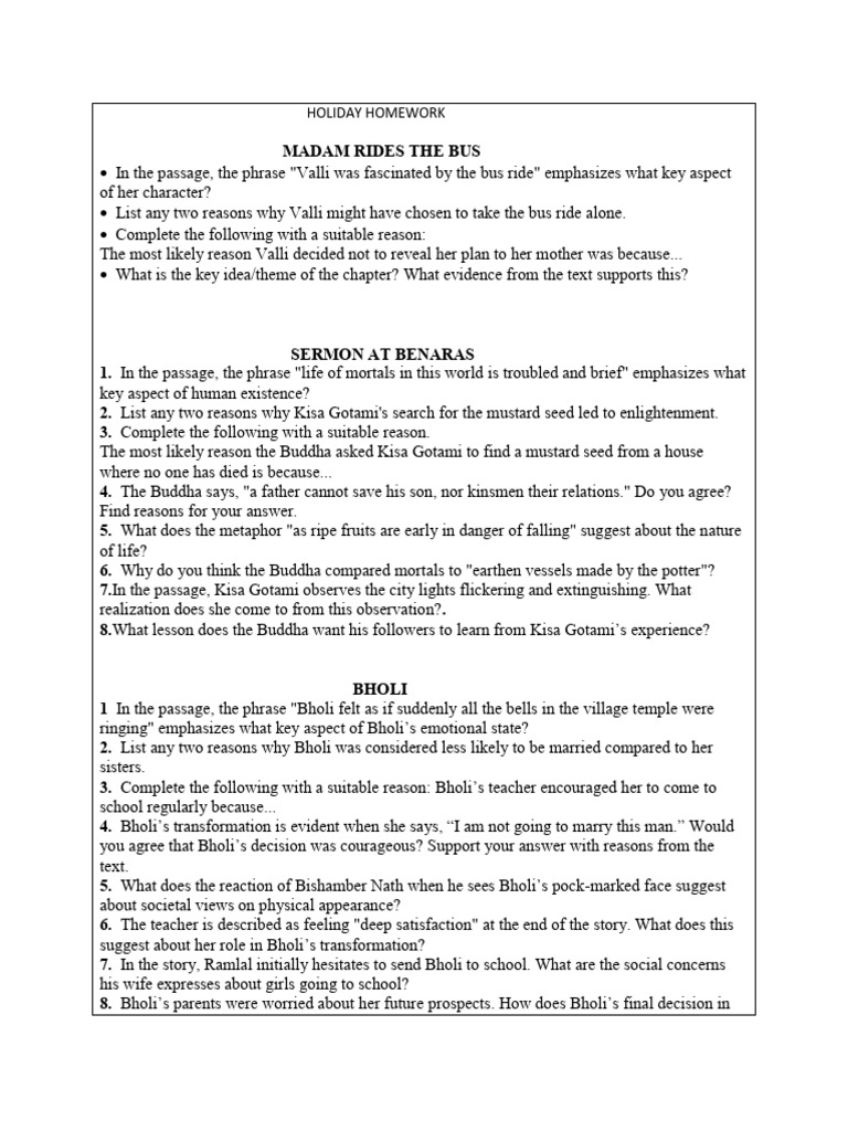 10 ENG AUTUMN BREAK HOMEWORK | PDF