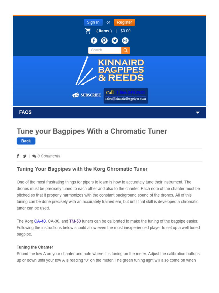 How To Tune Bagpipes With Korg Tuner | PDF | Musical Instruments