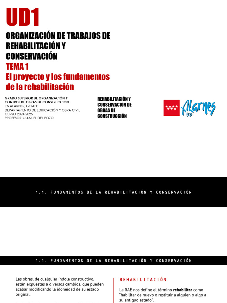UD1 - TEMA 1 - El Proyecto y Los Fundamentos de La Rehabilitación | PDF | Presupuesto | Uso ...