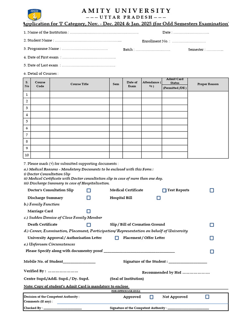 I Category Form (Annexure - I) - 1 | PDF