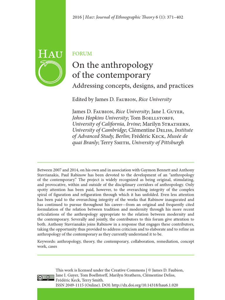 Anthropology of Contemporary | PDF | Ethnography | Anthropology