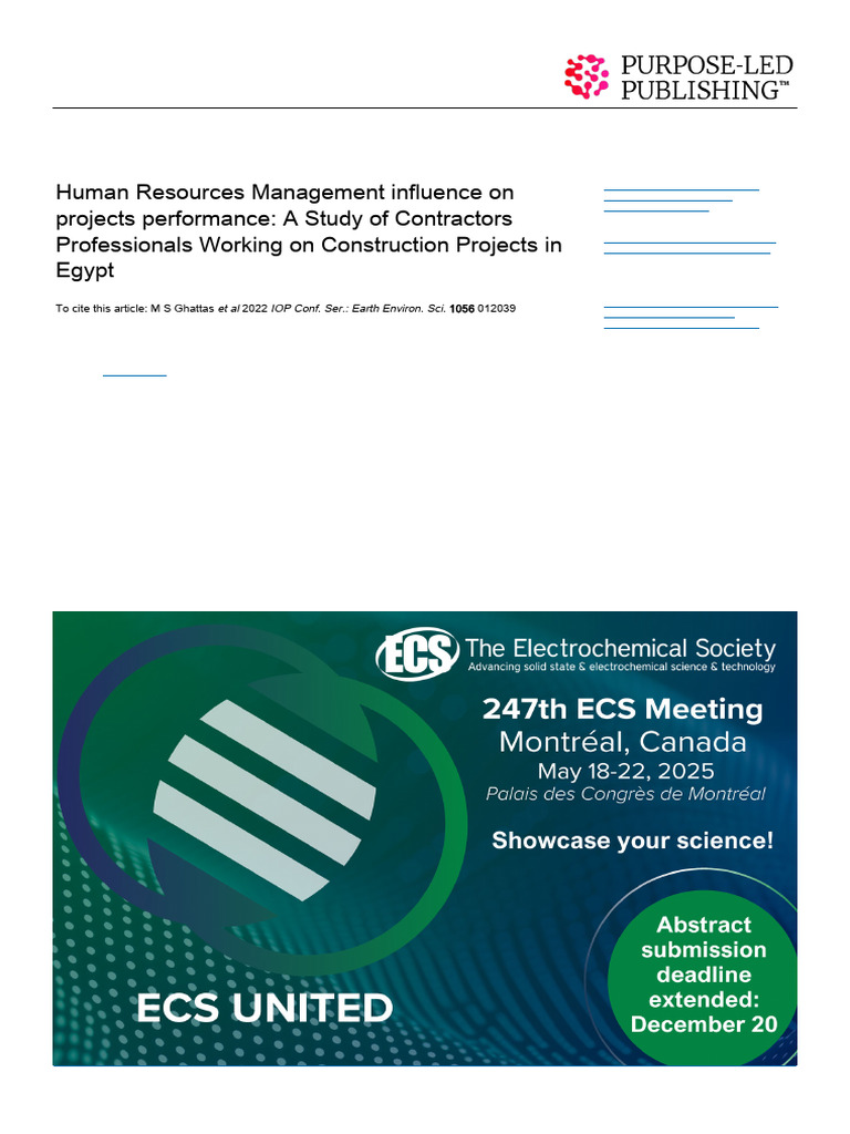 Ghattas 2022 IOP Conf. Ser. Earth Environ. Sci. 1056 012039 | PDF ...