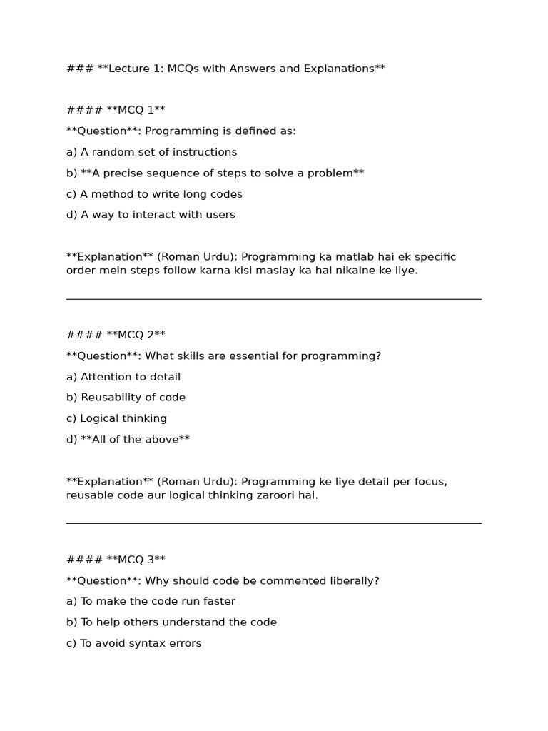 Mcqs of Lectures | PDF | Software | Computer Programming Mcqs of Lectures | PDF | Software | Computer Programming