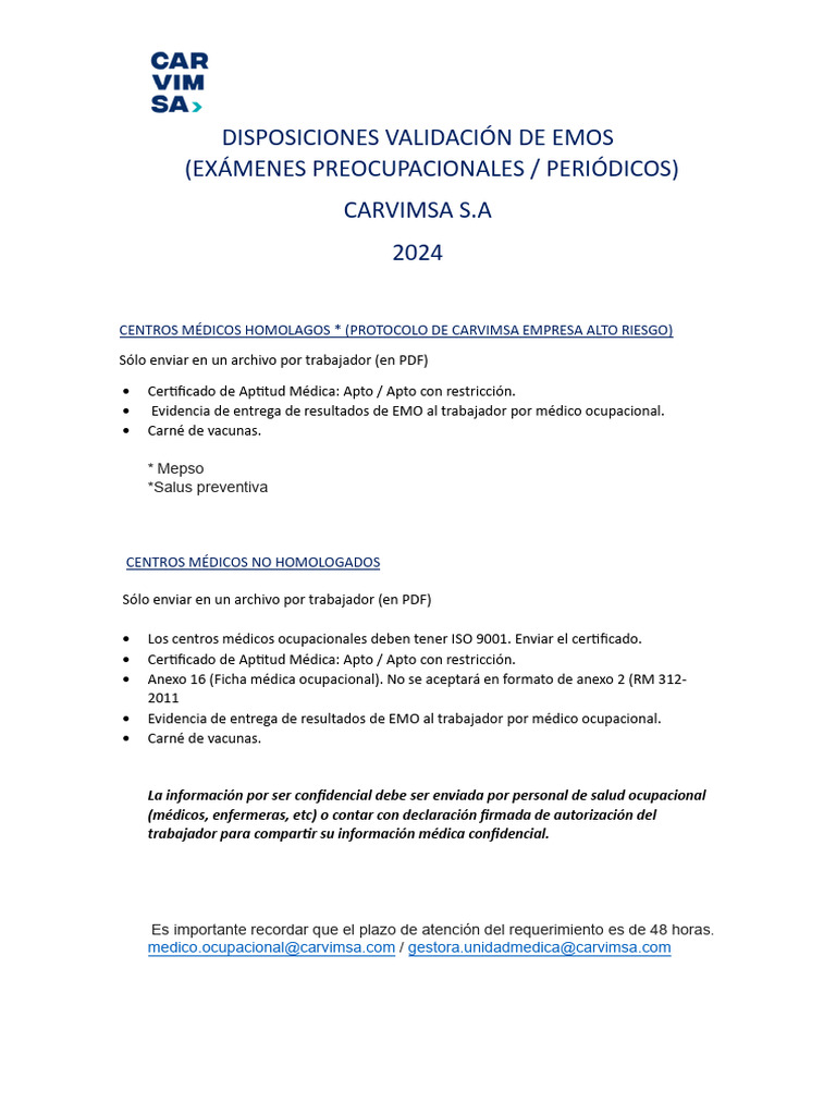 Disposiciones Validación de Emos 2024 | PDF