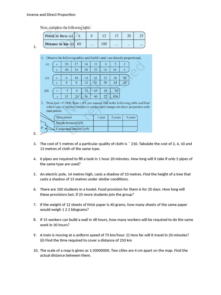 Inverse and Direct Proportion | PDF | Speed | Shadow