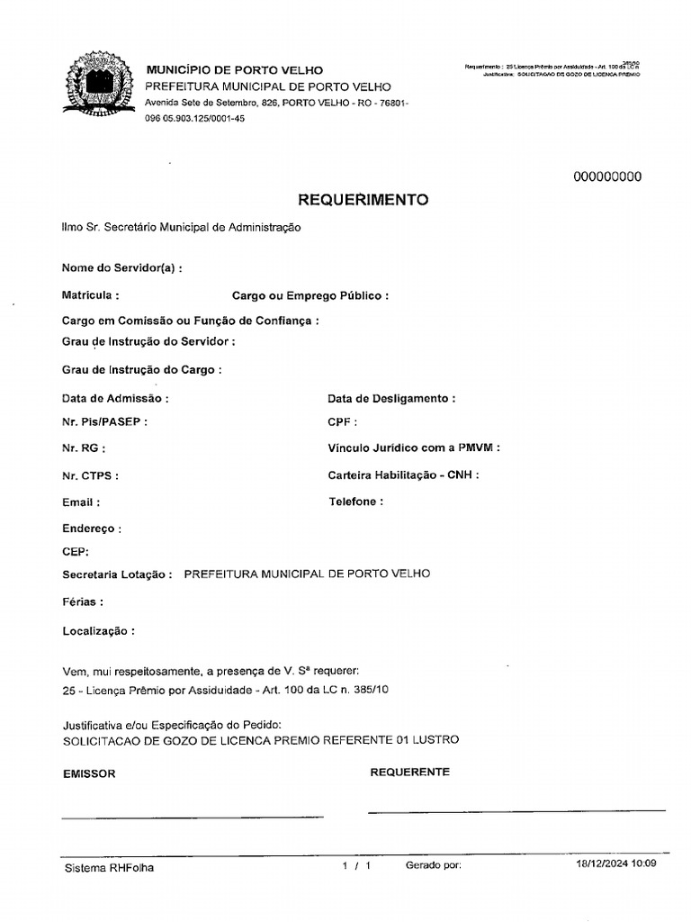 Novo Requerimento | PDF