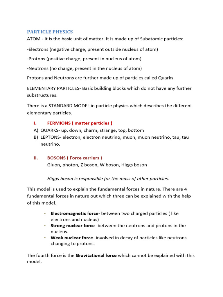 Classroom 0 PARTICLE PHYSICS | PDF | Elementary Particle | Particle Physics