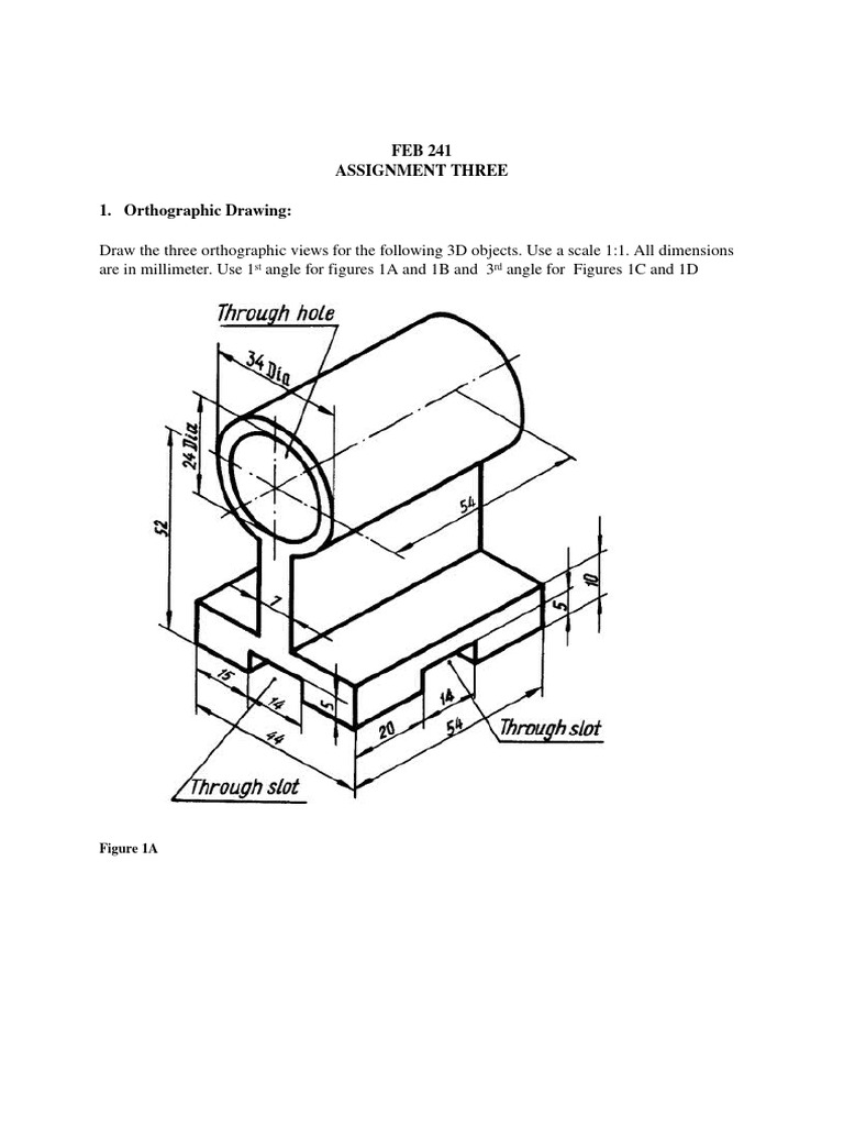 FEB 241 - Assignment-3-Orthographic-Drawing With Drawing Equipment | PDF