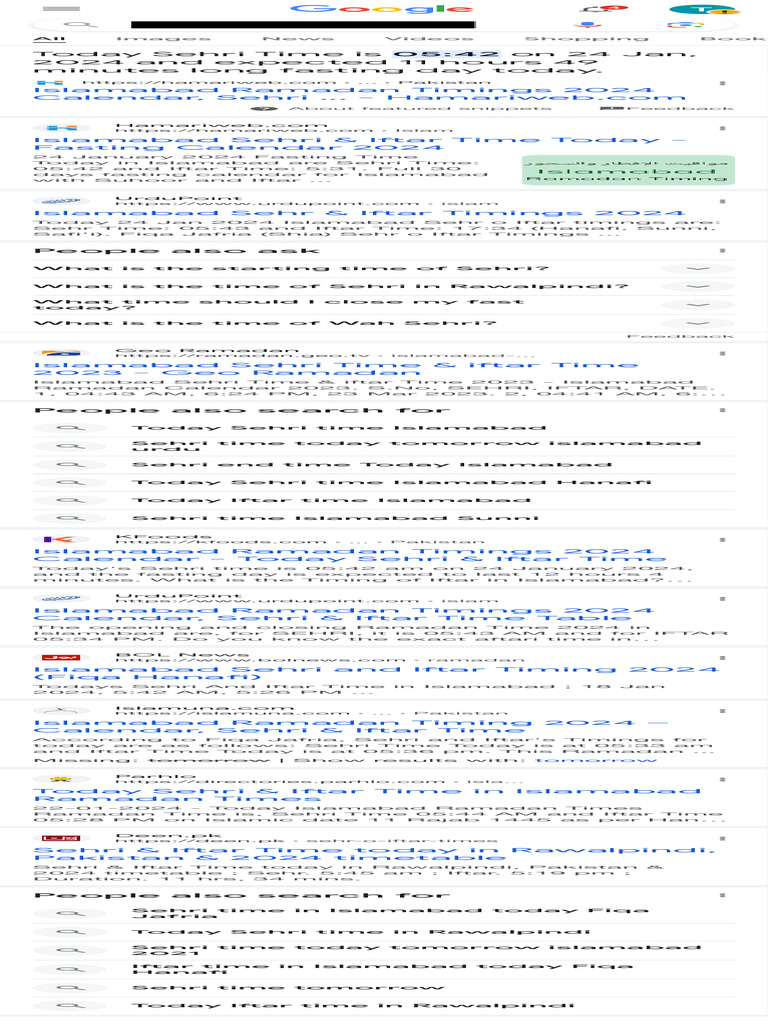 Sehri Time Today Tomorrow Islamabad - Google Search | PDF | Ramadan ...