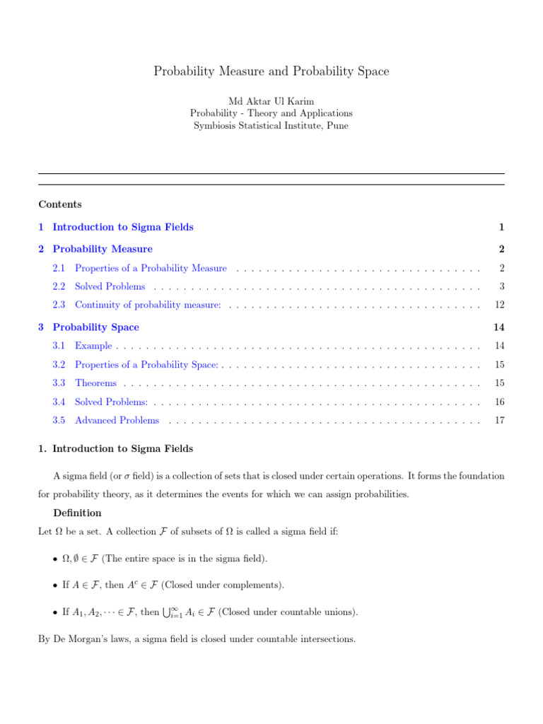 Probability Measure and Probability Space | PDF | Measure (Mathematics) | Mathematics