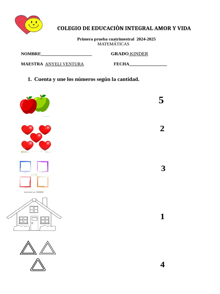 Examenes de Kinder 2024 2025 | PDF | Educación de la primera infancia