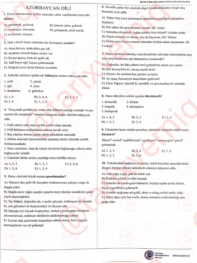 OTK sınaq 6 - III Qrup 11 sinif 2024 | PDF