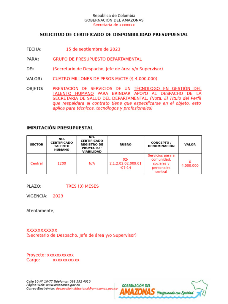 Solicitud de CDP | PDF