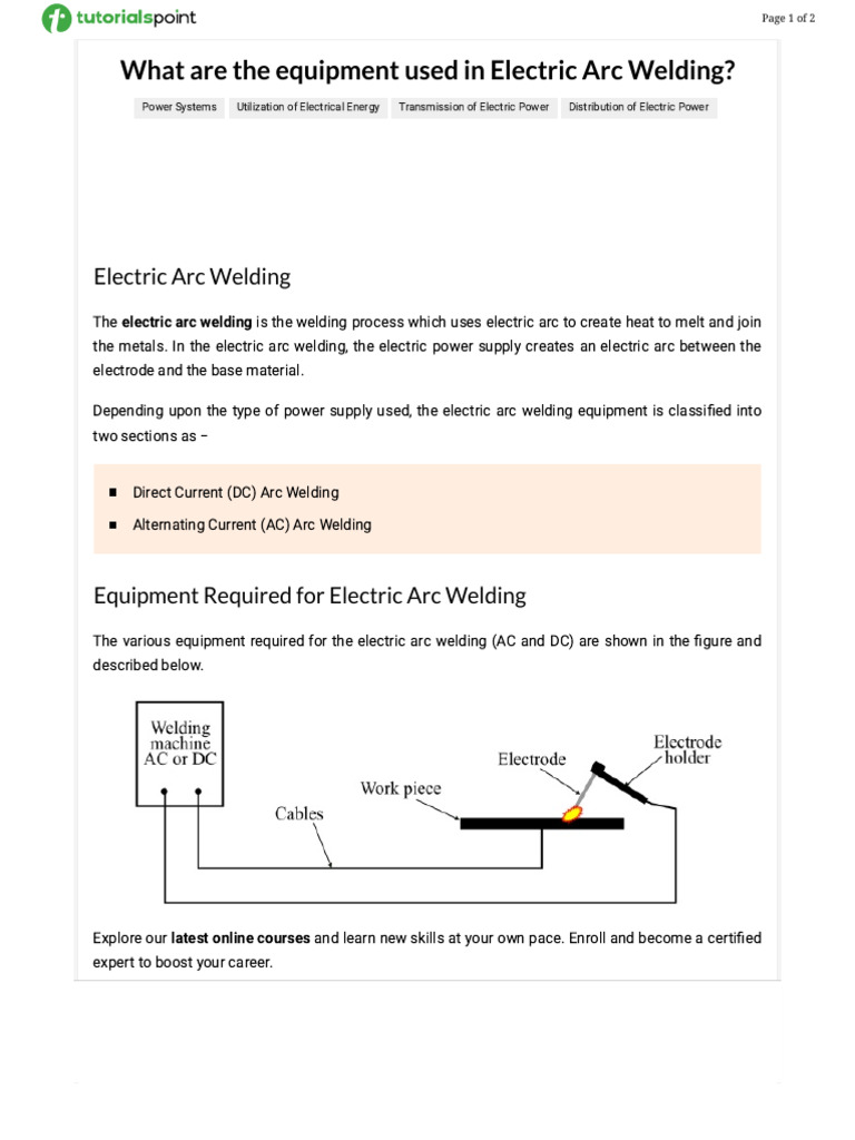 What Are The Equipment Used in Electric Arc Welding | PDF | Alternating ...