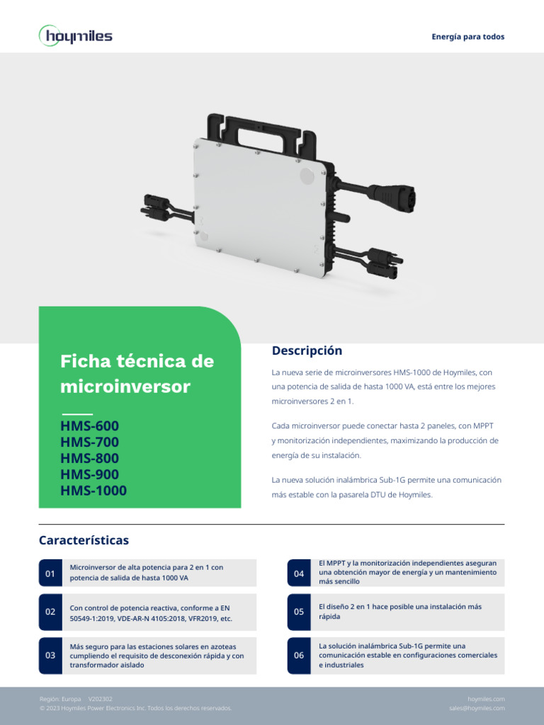 Datasheet HMS-6007008009001000 ESEU V202302 | PDF | Cantidades fisicas | Poder (Física)