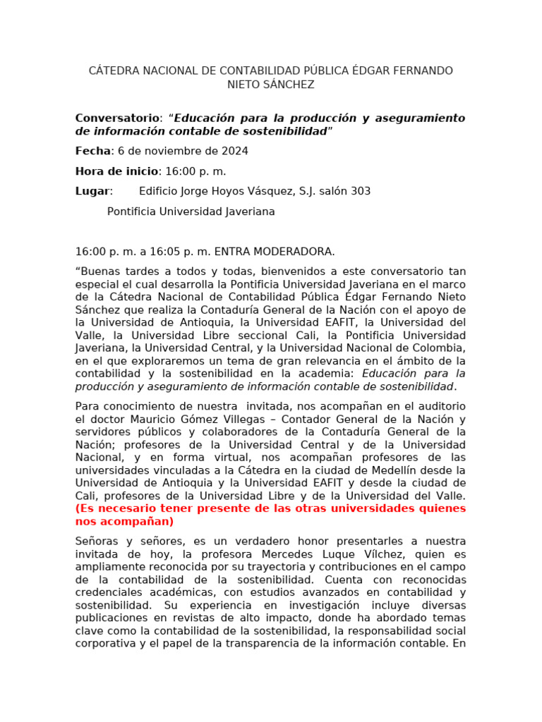 LIBRETO CONVERSATORIO PUJAV . NOV 6 (Comentarios MGV) | PDF | Contador ...