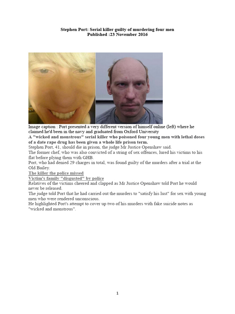 (Case Study A) , Stephen Port | PDF