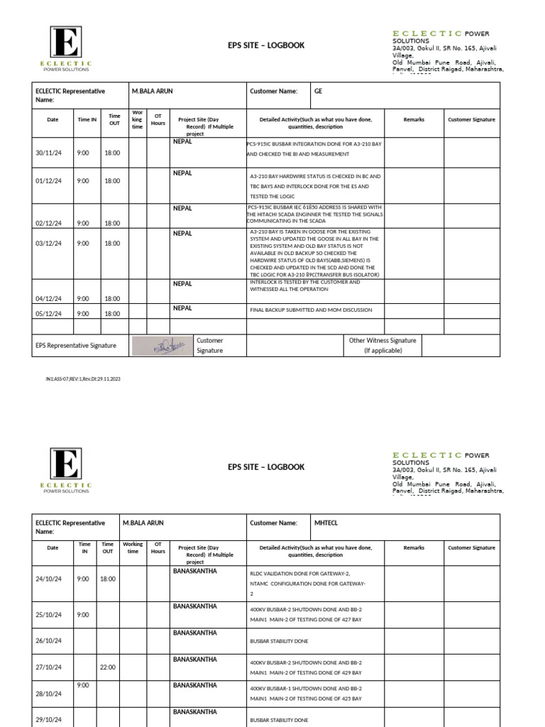 HITACHI_LOGBOOK FOR SECOND VISIT | PDF | Information And Communications ...