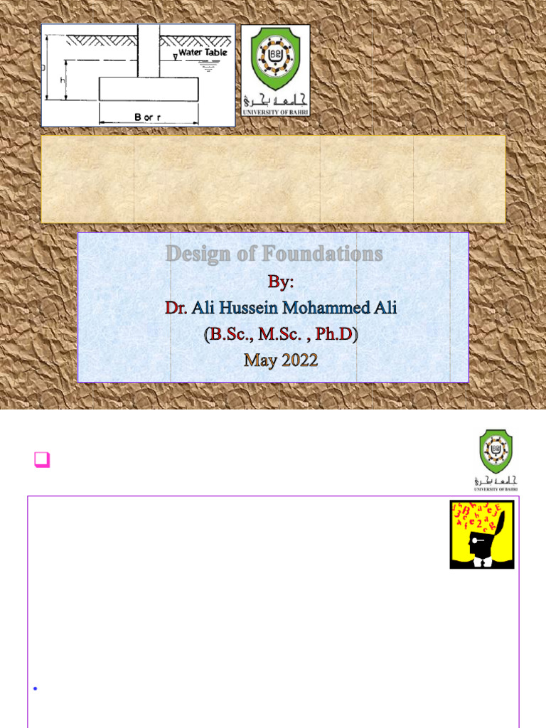 Lecture (9) - Foundations Design | PDF | Foundation (Engineering ...