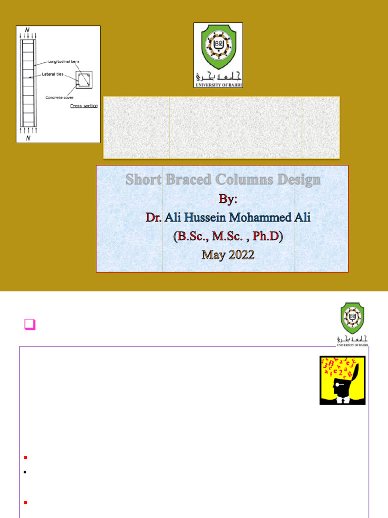 Lecture (7) - Short Braced Columns Design | PDF | Bending | Beam ...