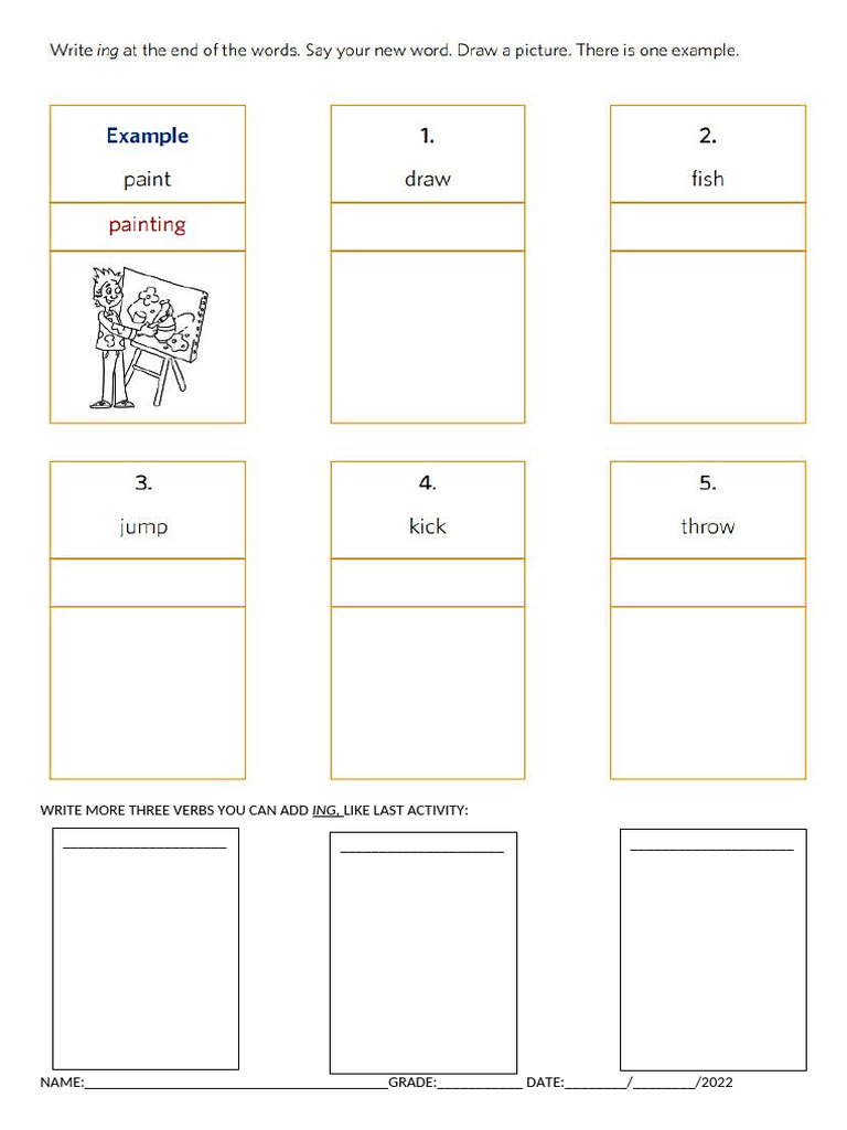 Verbs Ending in -ing Worksheet | PDF