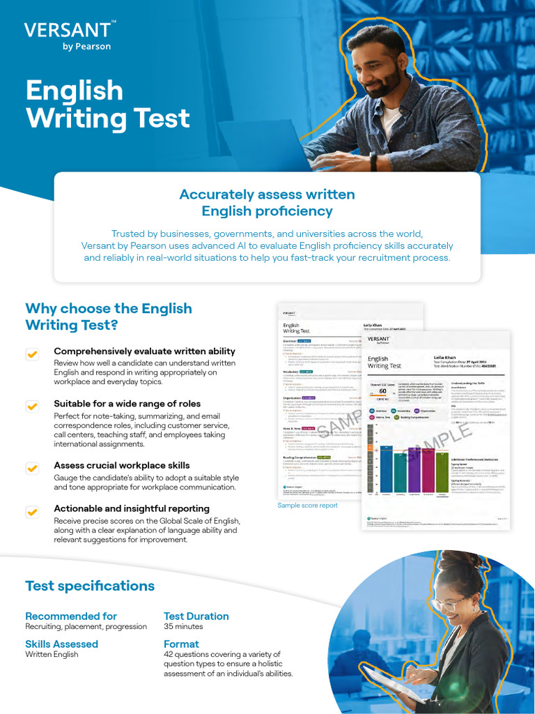 Versant by Pearson English Writing Test Flyer | PDF | Recruitment ...