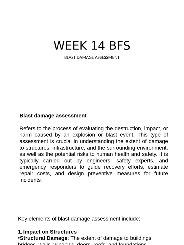 Week 14 Blast Damage Assessment | PDF